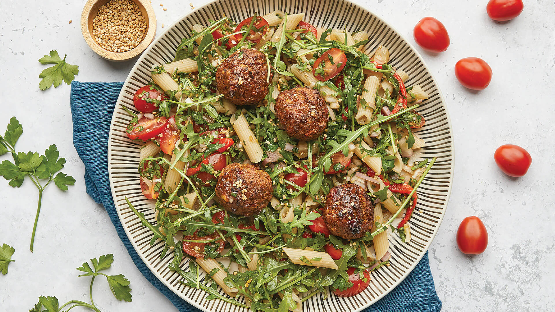 Tabbouleh Pasta Salad with Falafels | Vegan & Vegetarian Recipes | Gosh!